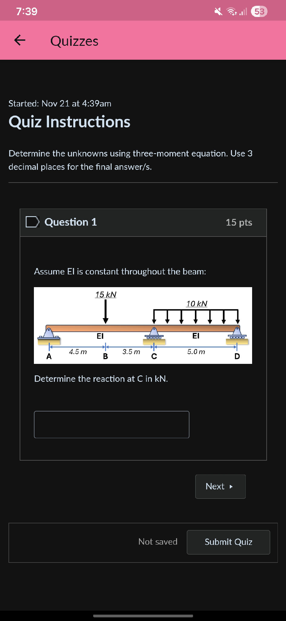 Quiz Instructions Determine the unknowns | StudyX