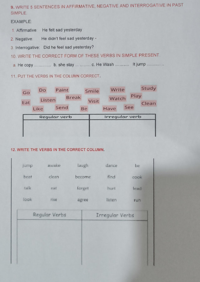 9. WRITE 5 SENTENCES IN AFFIRMATIVE, | StudyX