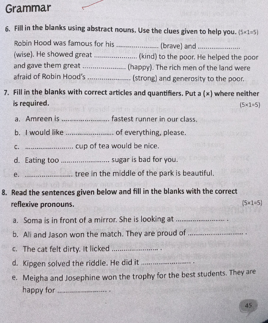 8. Read the sentences given below and fill | StudyX