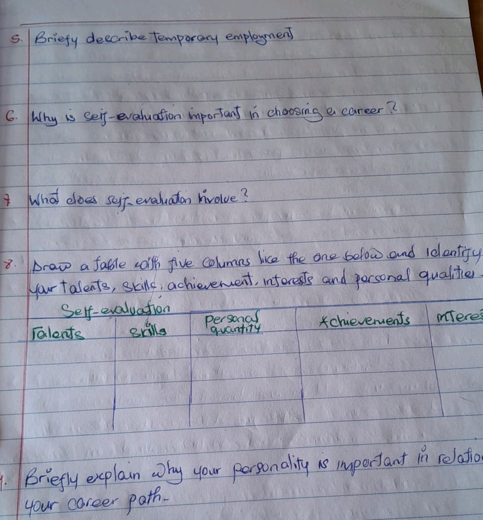 5. Briefy describe temporary employment 6. | StudyX