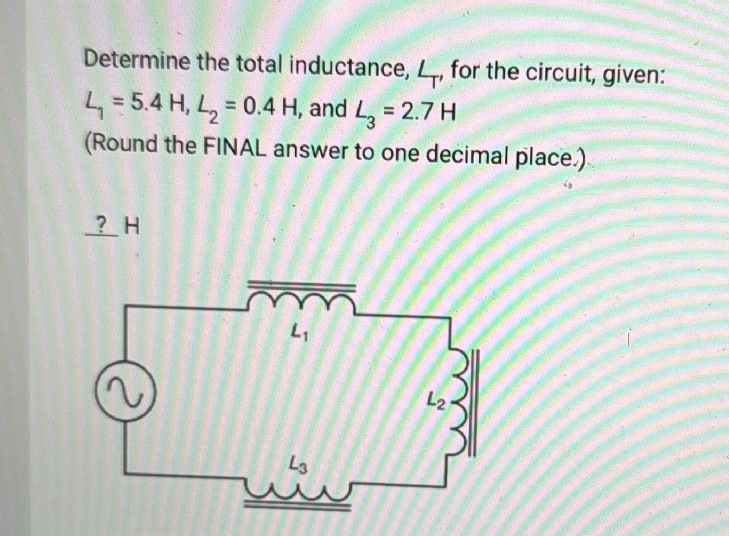 Determine the total inductance, $LT$, for