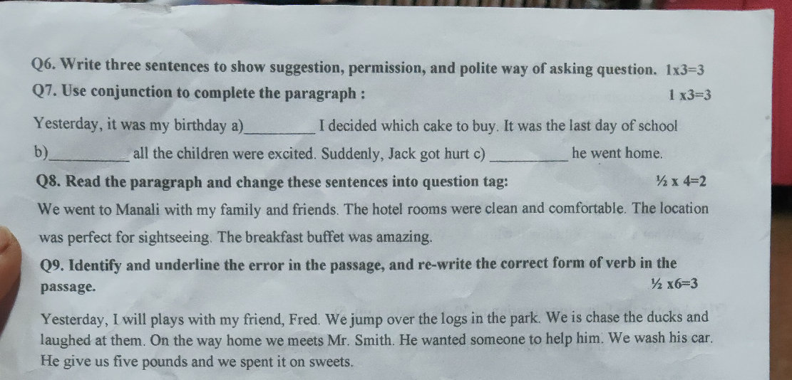Q6. Write three sentences to show | StudyX