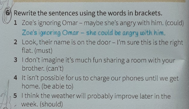 Rewrite the sentences using the words in | StudyX