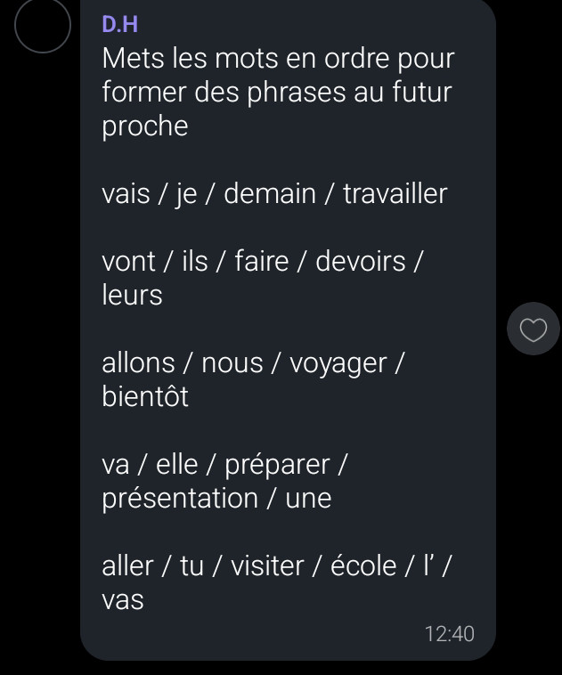 Mets les mots en ordre pour former des | StudyX