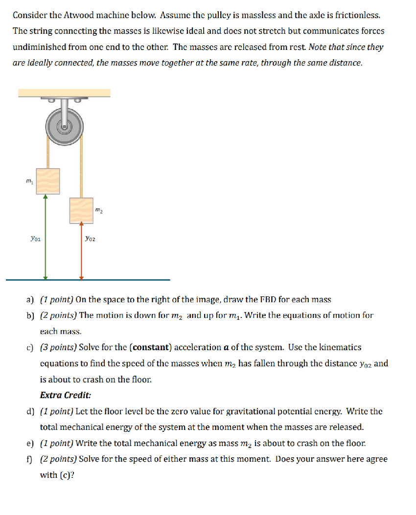 Consider the Atwood machine below. Assume | StudyX
