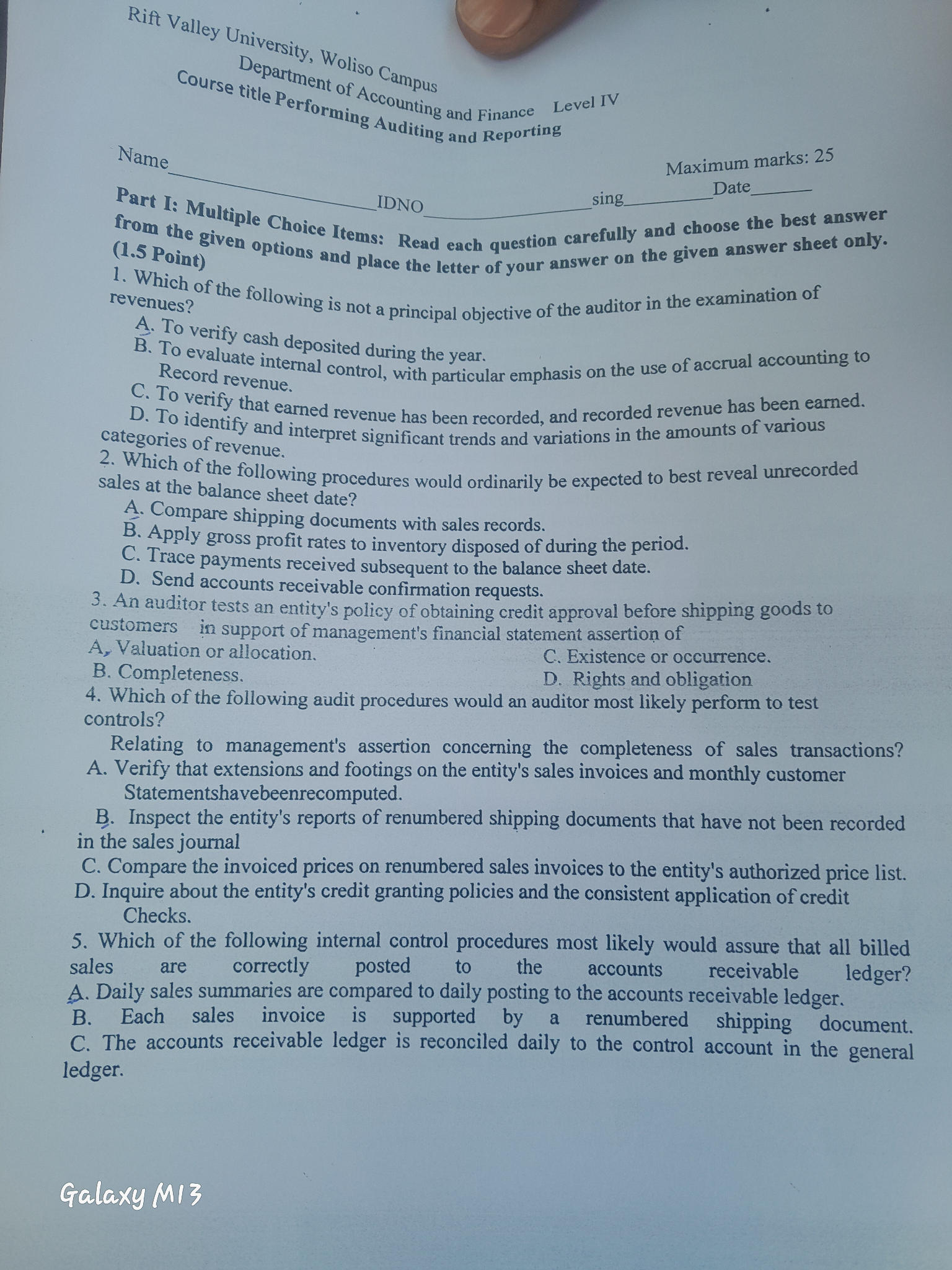 Part I: Multiple Choice Items: Read each | StudyX