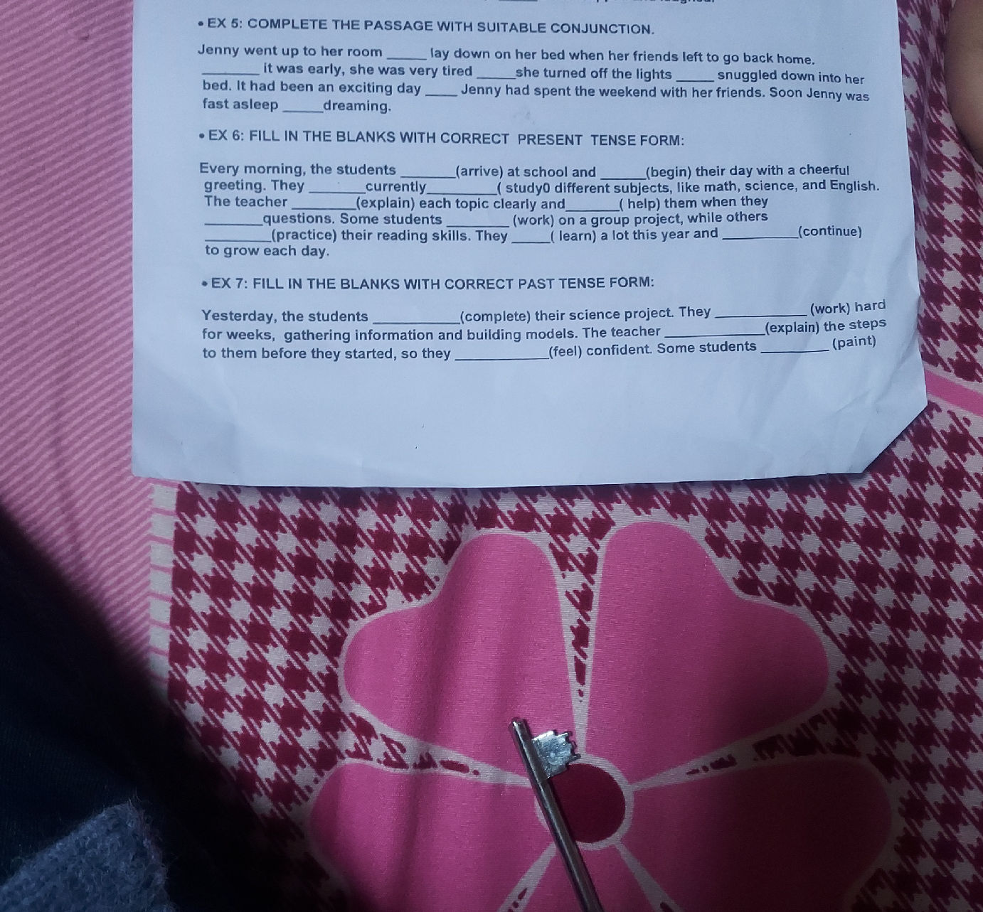 EX 7: FILL IN THE BLANKS WITH CORRECT PAST | StudyX