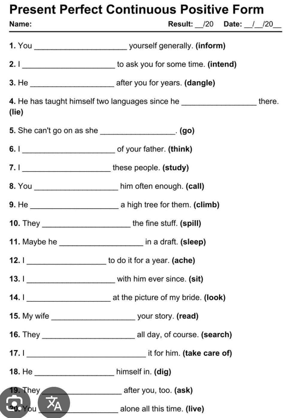 Present Perfect Continuous Positive Form | StudyX