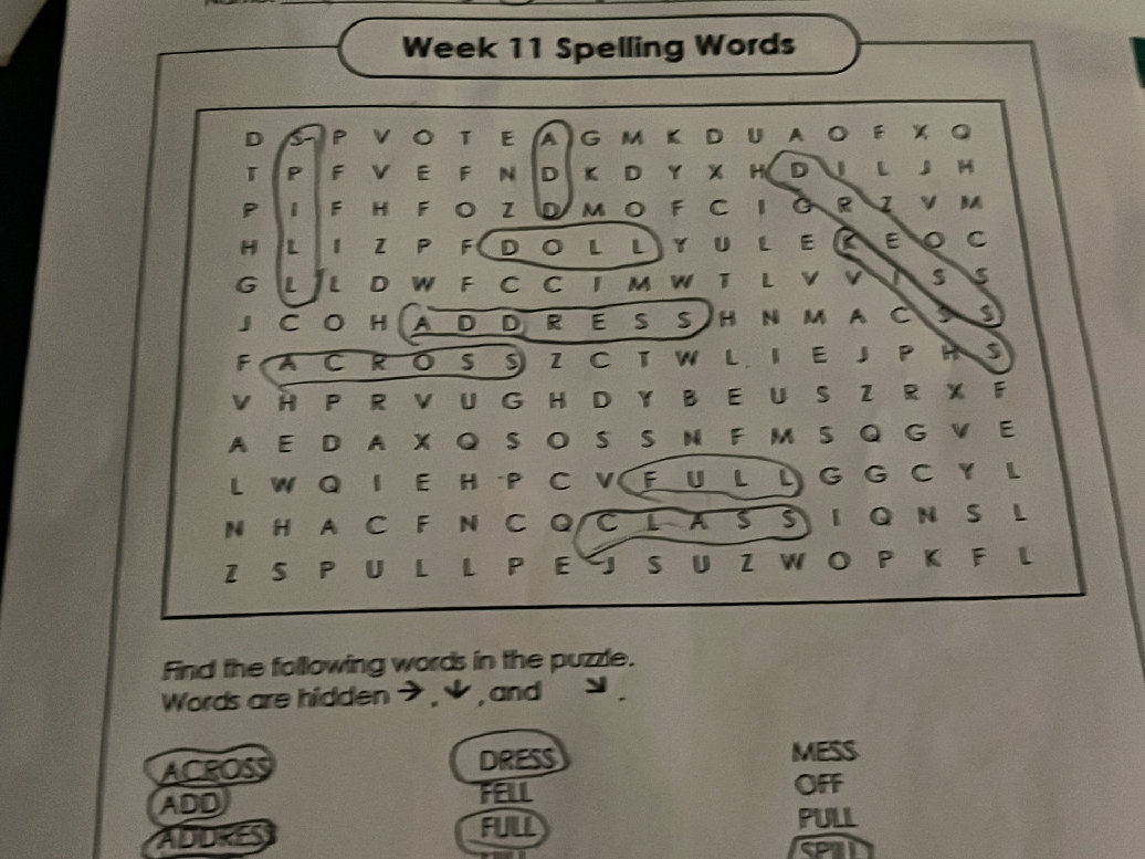 Week 11 Spelling Words [Word Search Grid] | StudyX