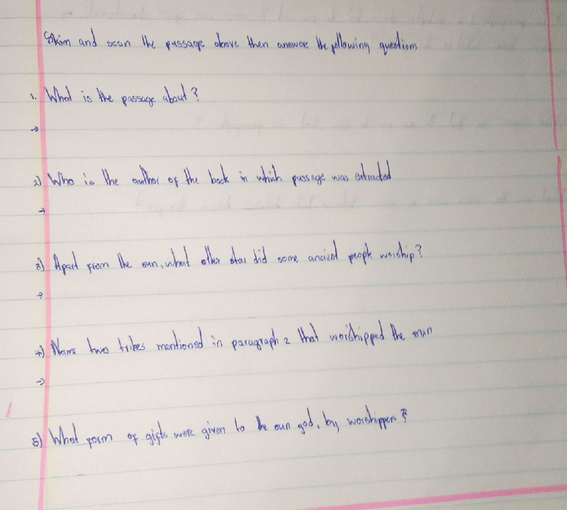 Skim and scan the passage above then answere | StudyX