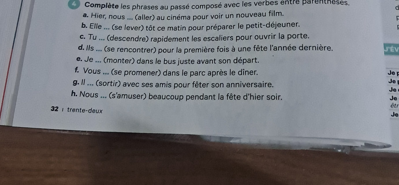 Complète les phrases au passé composé avec | StudyX