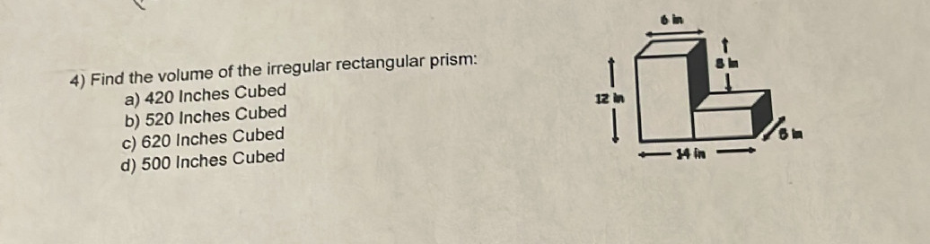 4) Find the volume of the irregular | StudyX