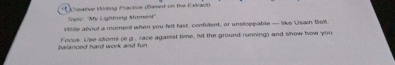 Creative Writing Practice (Based on the | StudyX