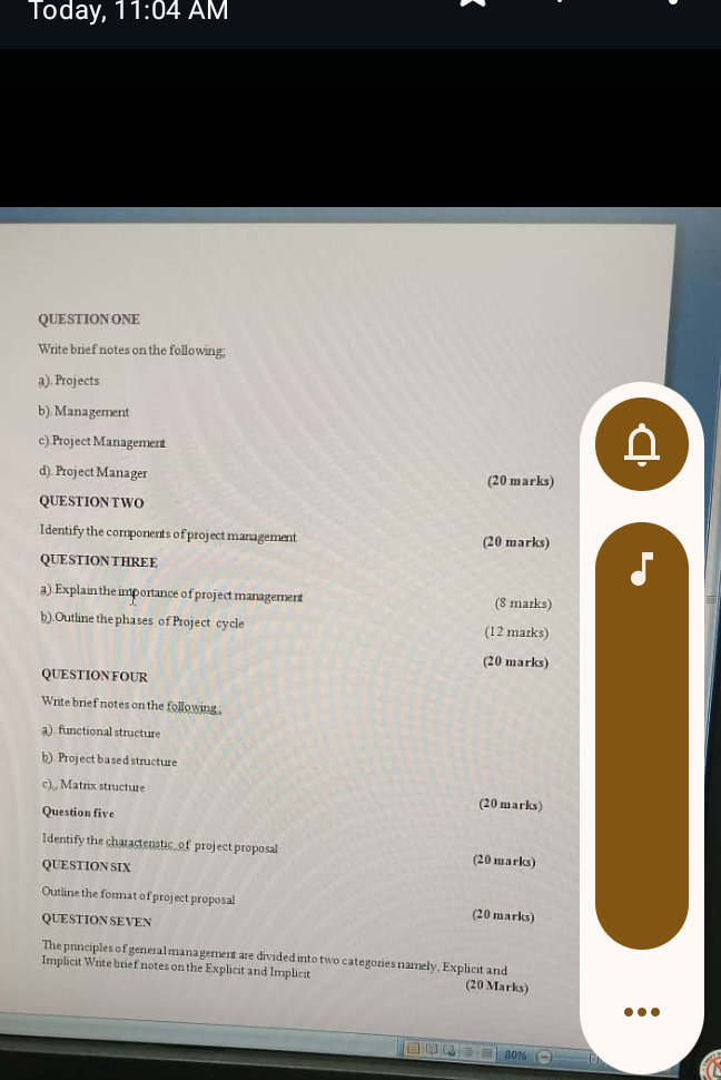 QUESTION SIX Outline the format of project | StudyX