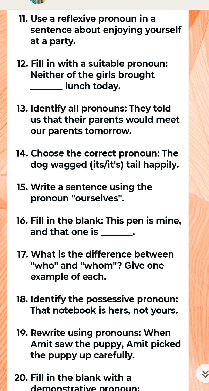 11. Use a reflexive pronoun in a sentence | StudyX