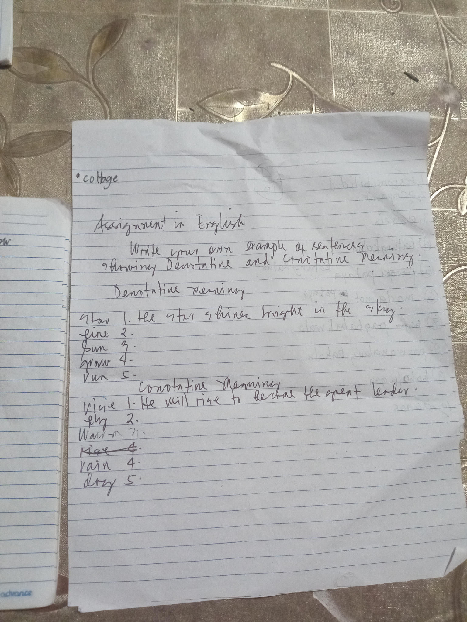 * cottage Assignment in English Write your | StudyX