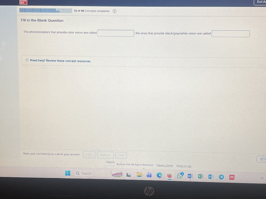 The photoreceptors that provide color vision | StudyX