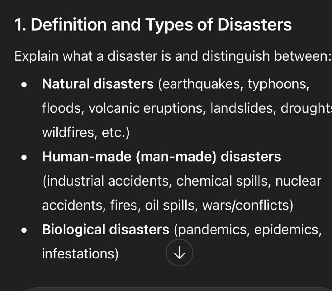 1. Definition and Types of Disasters | StudyX