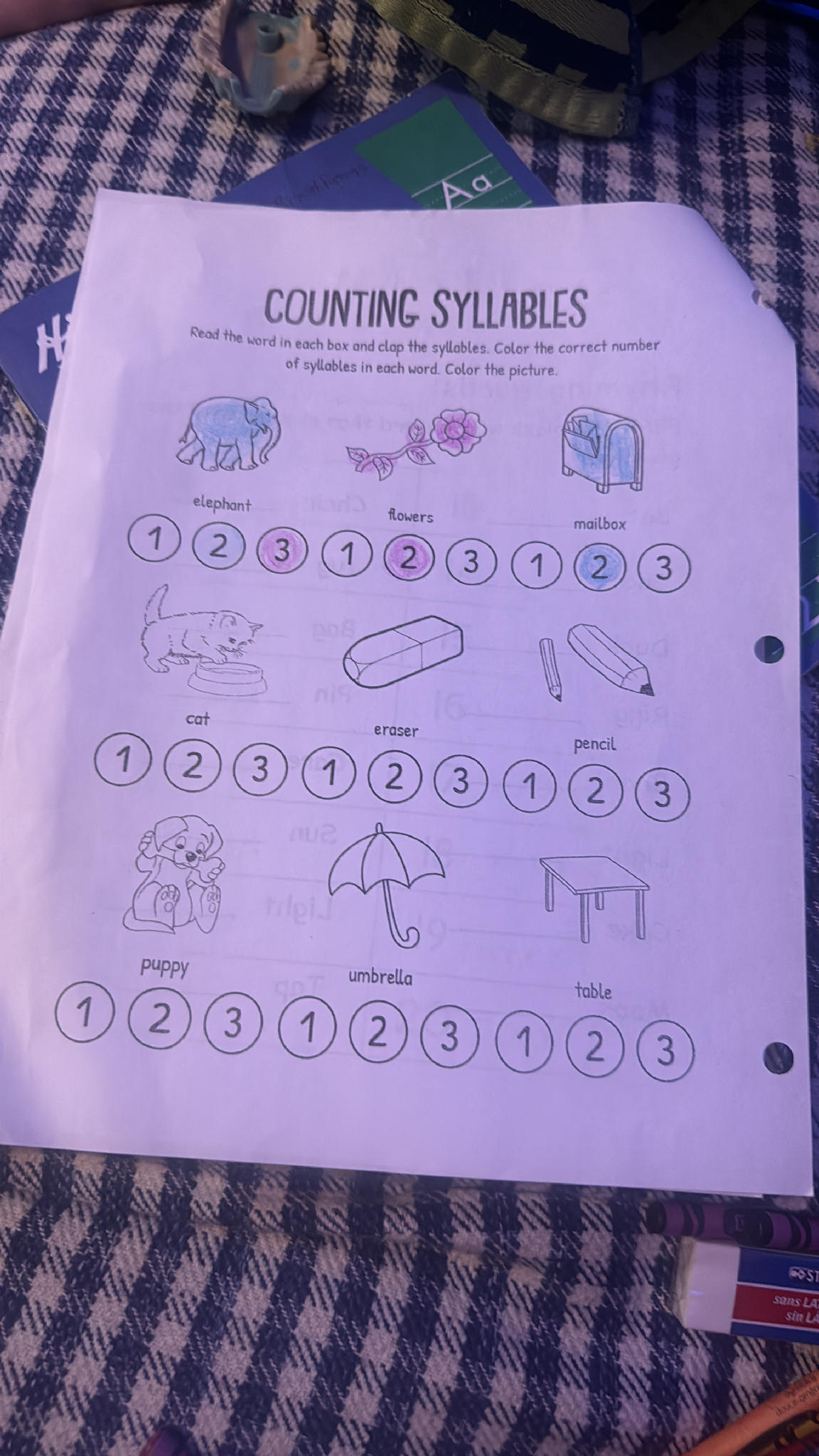 COUNTING SYLLABLES Read the word in each box | StudyX