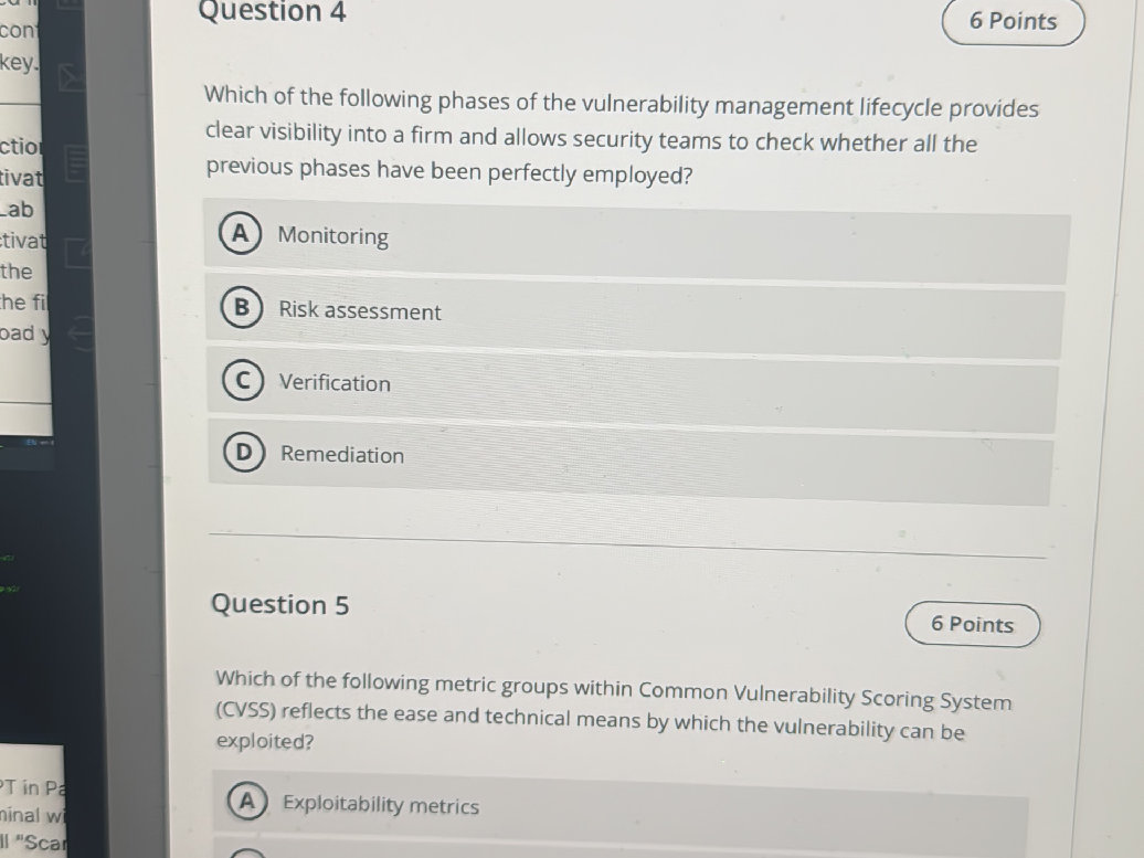 Which of the following phases of the | StudyX