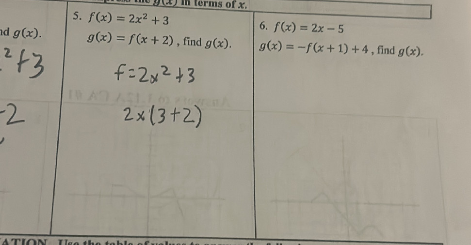 6. Given $f(x) = 2x - 5$ and $g(x) = -f(x + | StudyX