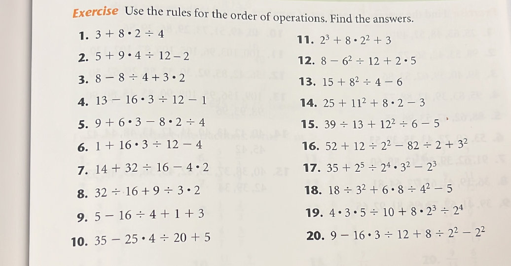 Exercise Use the rules for the order of | StudyX