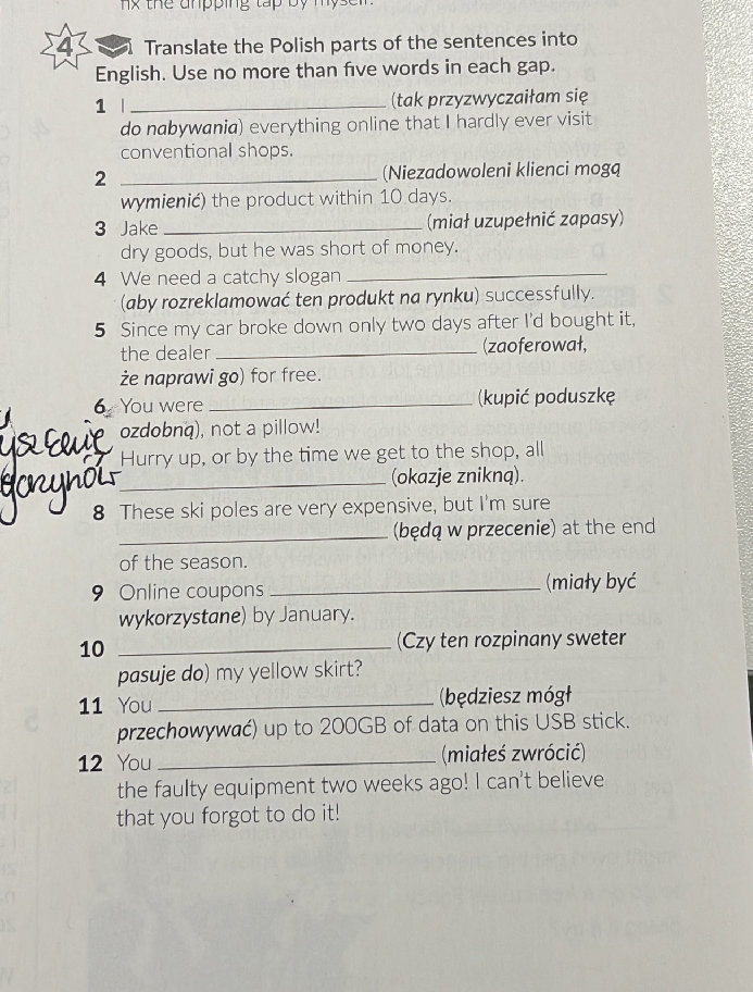 Translate the Polish parts of the sentences | StudyX