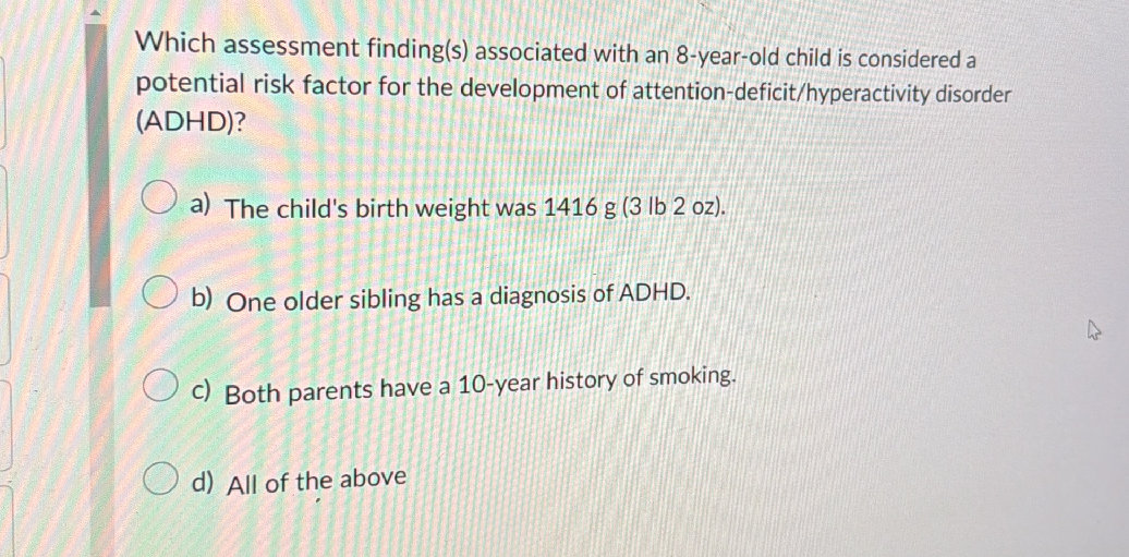 Which assessment finding(s) associated with | StudyX