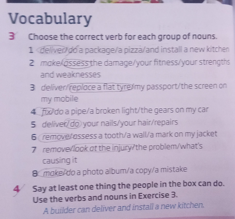 Choose the correct verb for each group of | StudyX
