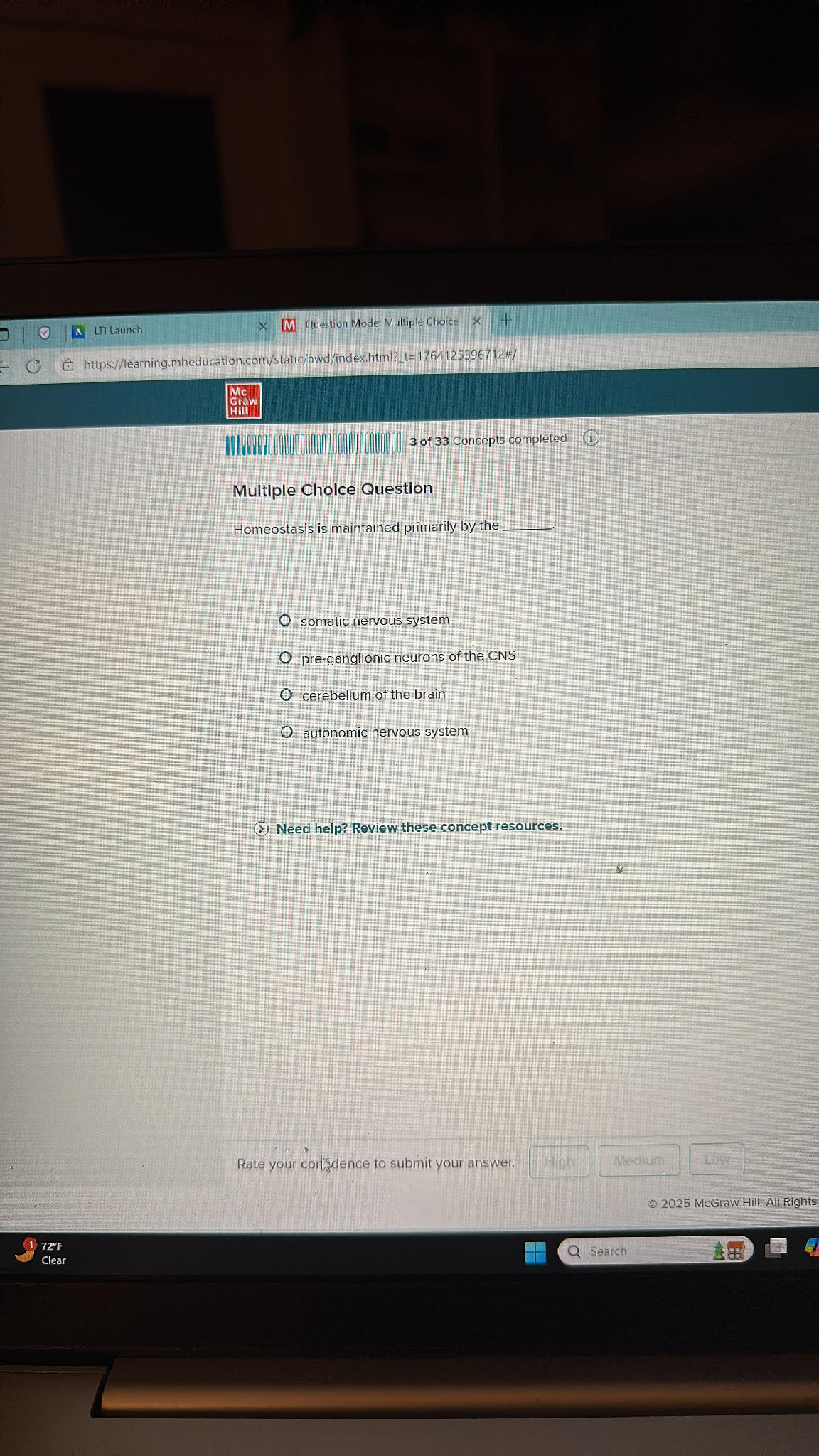 Multiple Choice Question Homeostasis is | StudyX