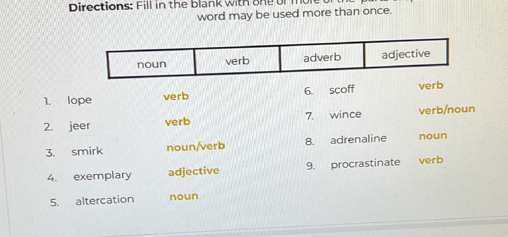 Directions: Fill in the blank with one or | StudyX