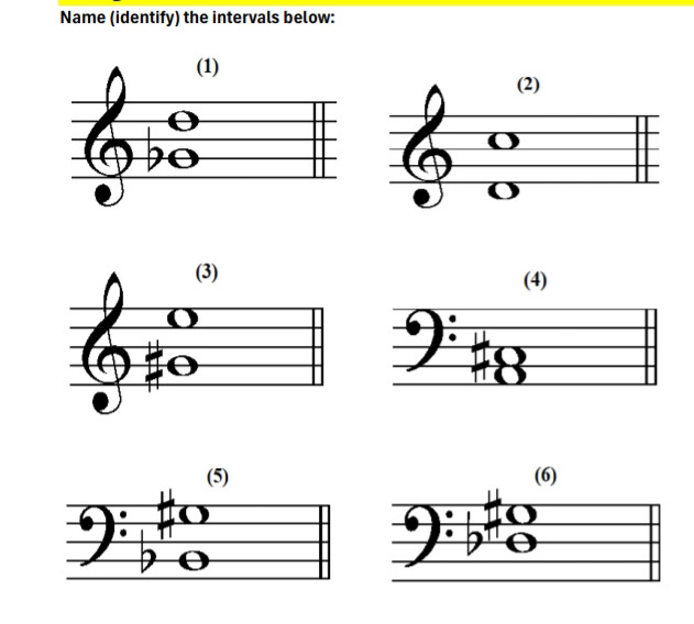 Name (identify) the intervals below: (1) | StudyX