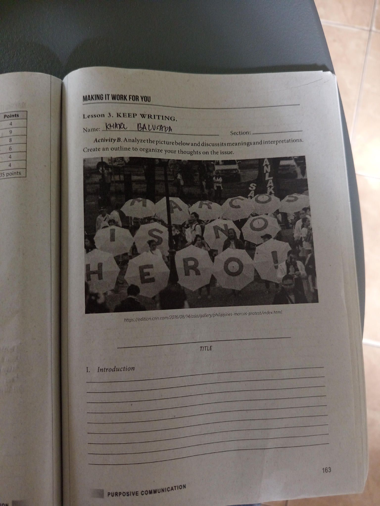 Lesson 3. KEEP WRITING. Name: KHARI BALUSADA | StudyX