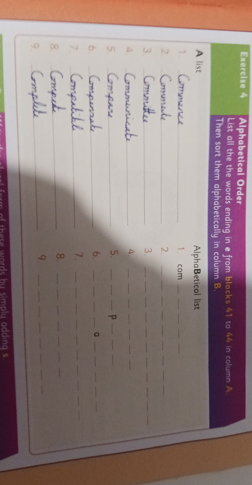 Exercise 4 Alphabetical Order List all the | StudyX