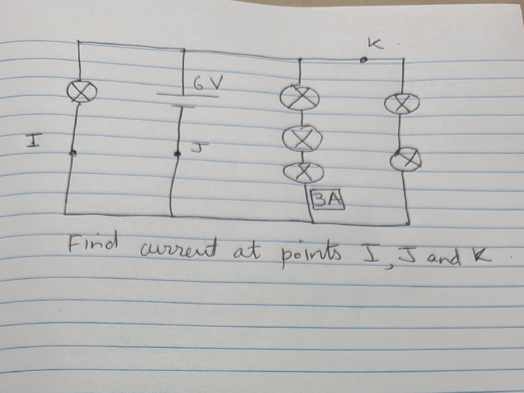 Find current at points I, J and K . Circuit | StudyX