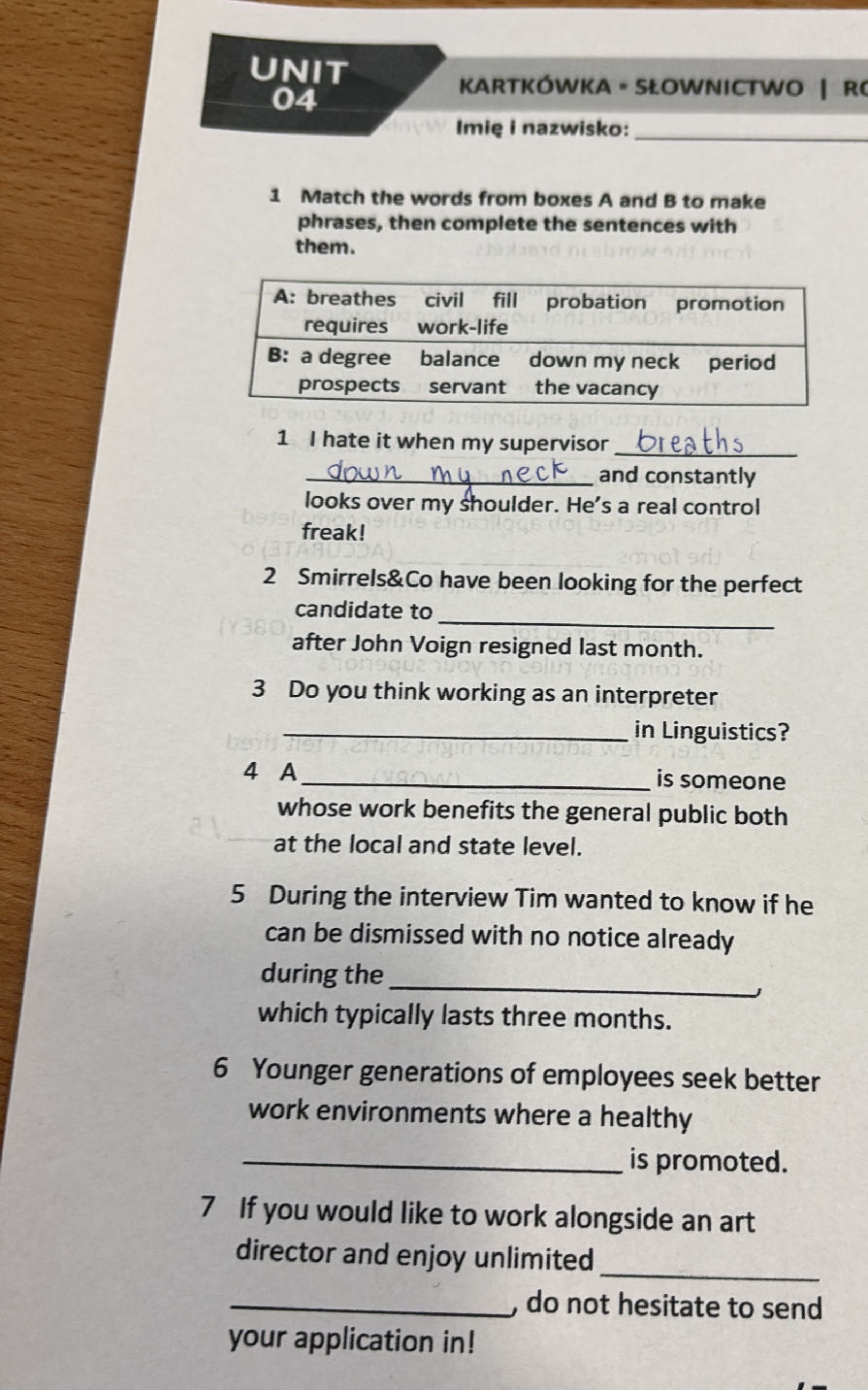 Match the words from boxes A and B to make | StudyX
