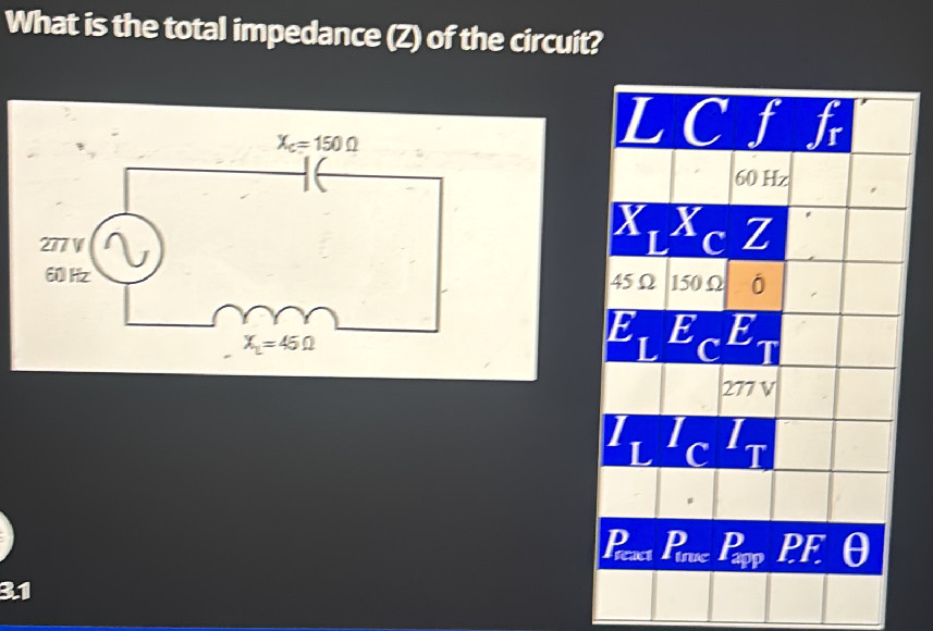 What is the total impedance ($Z$) of the | StudyX