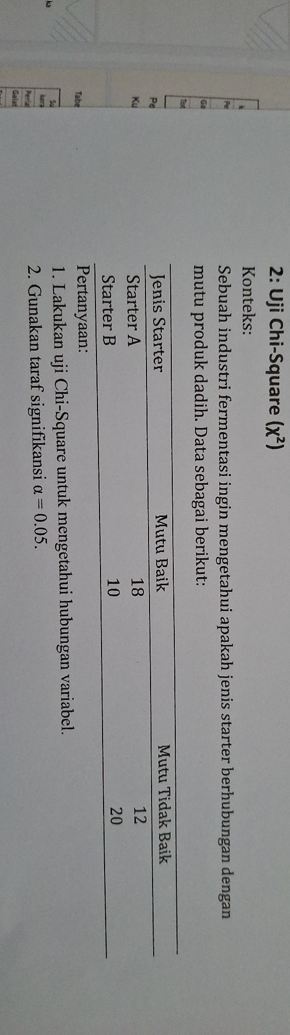 2: Uji Chi-Square (X²) Konteks: Sebuah | StudyX