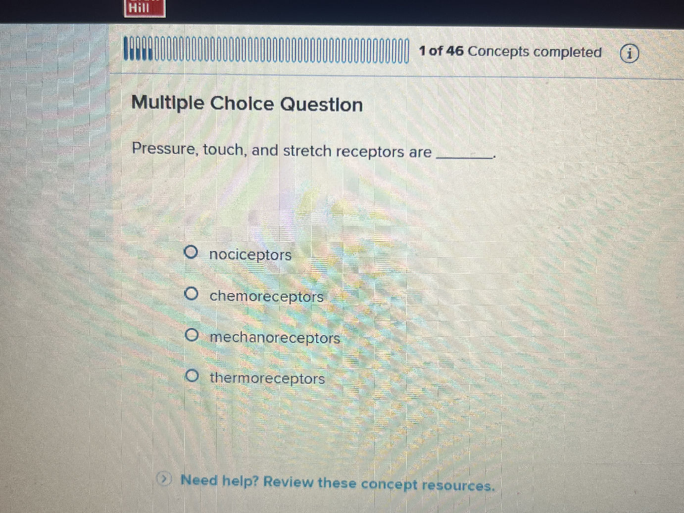 Multiple Choice Question Pressure, touch, | StudyX
