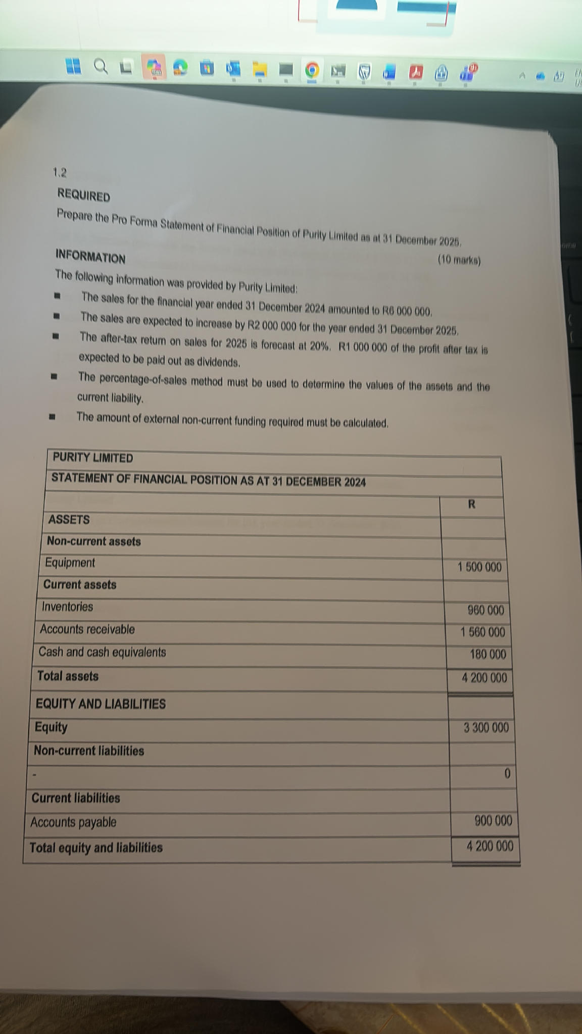 REQUIRED Prepare the Pro Forma Statement of | StudyX