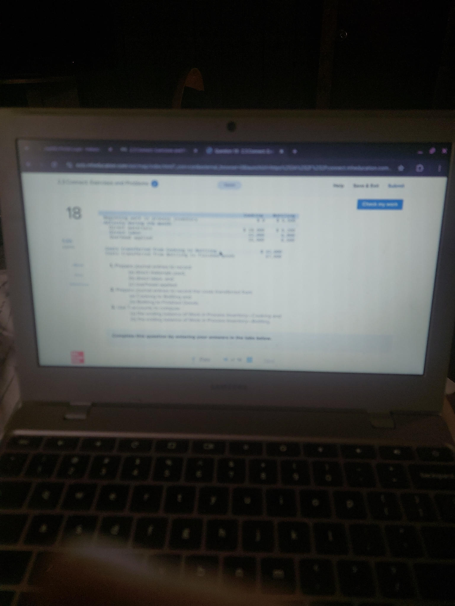 Beginning Work in Process Inventory—Shaping | StudyX