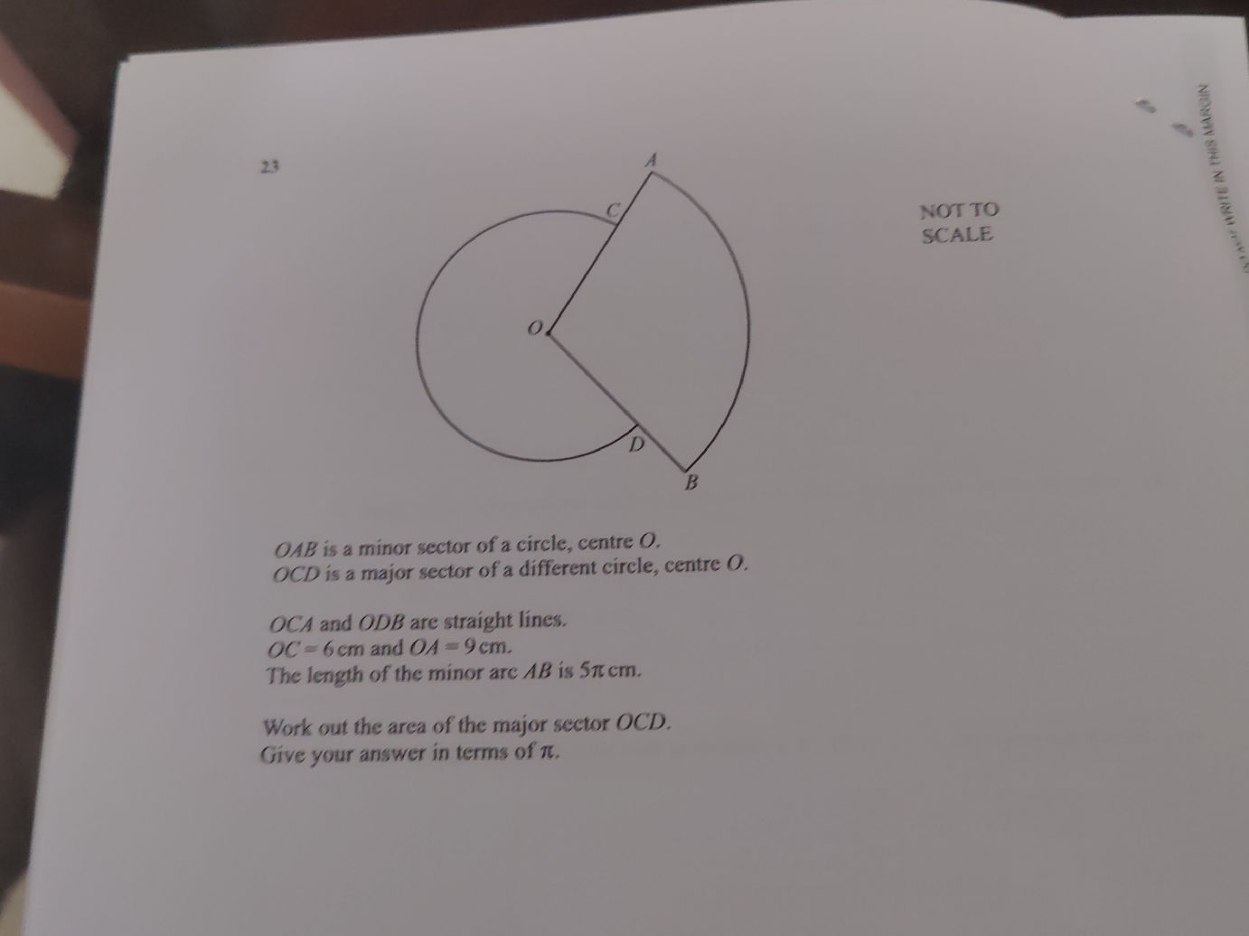 OAB is a minor sector of a circle, centre O. | StudyX