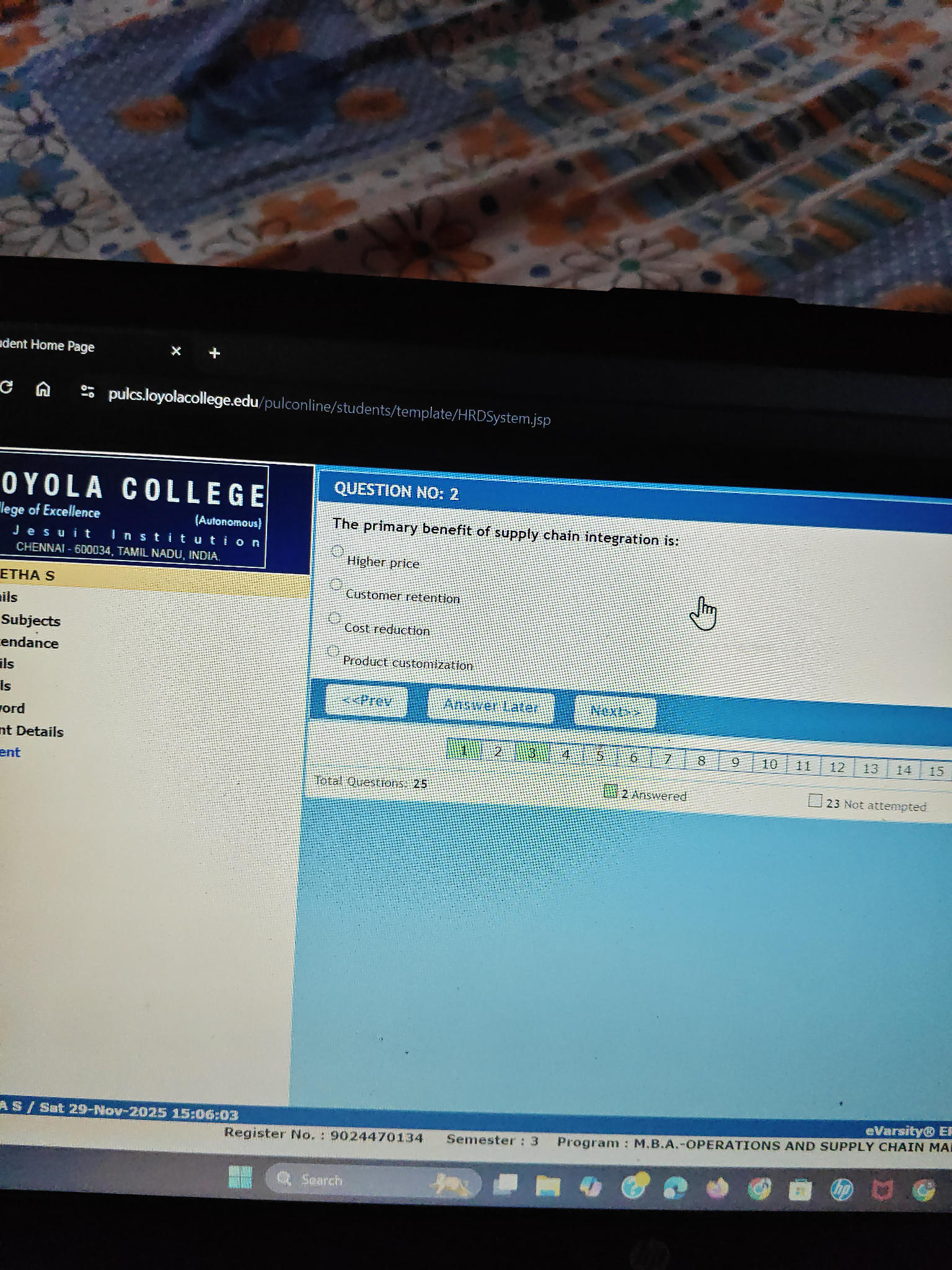 QUESTION NO: 2 The primary benefit of supply | StudyX