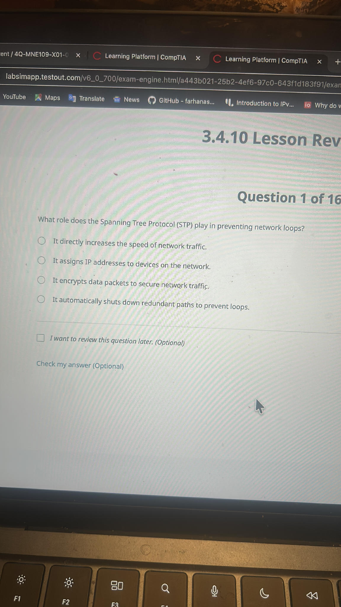 What role does the Spanning Tree Protocol | StudyX