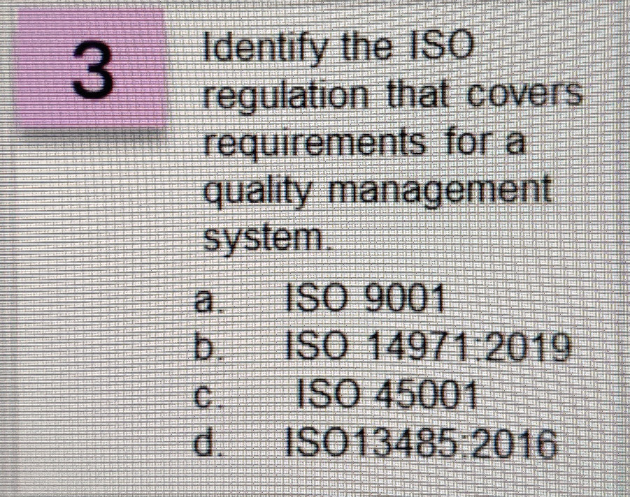 Identify the ISO regulation that covers | StudyX
