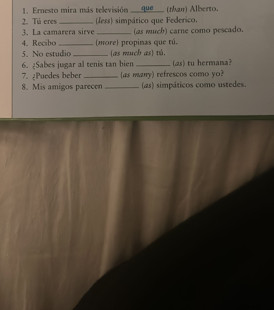 Fill in the blanks by using the Spanish | StudyX