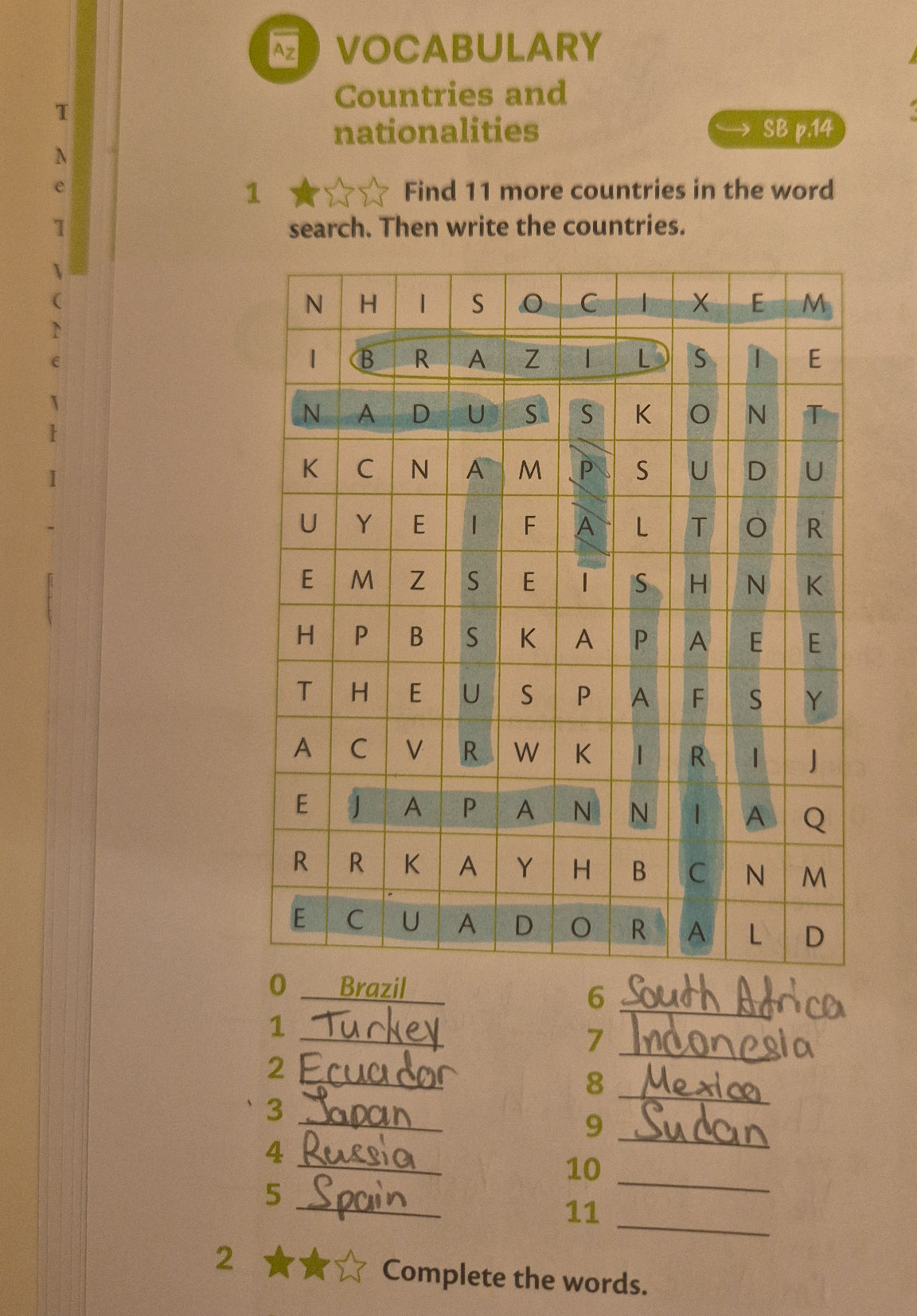 VOCABULARY Countries and nationalities 1 | StudyX