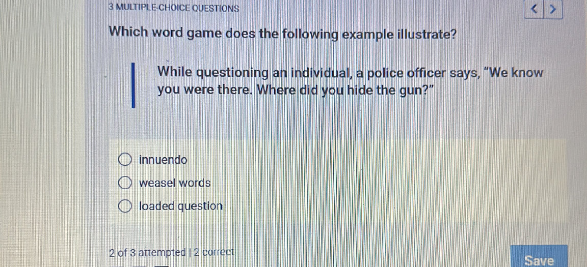 Which word game does the following example | StudyX