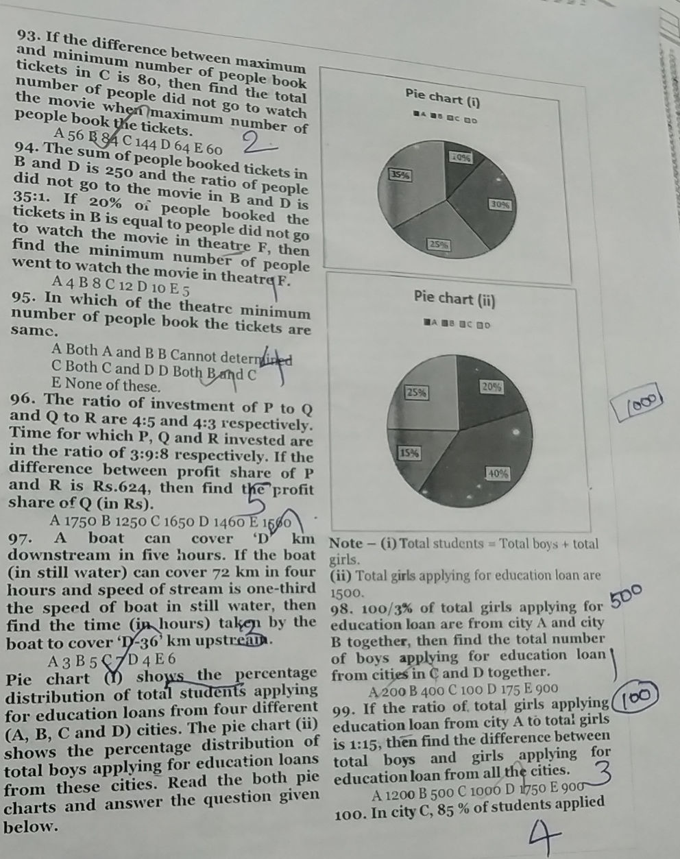 Pie chart (i) shows the percentage | StudyX