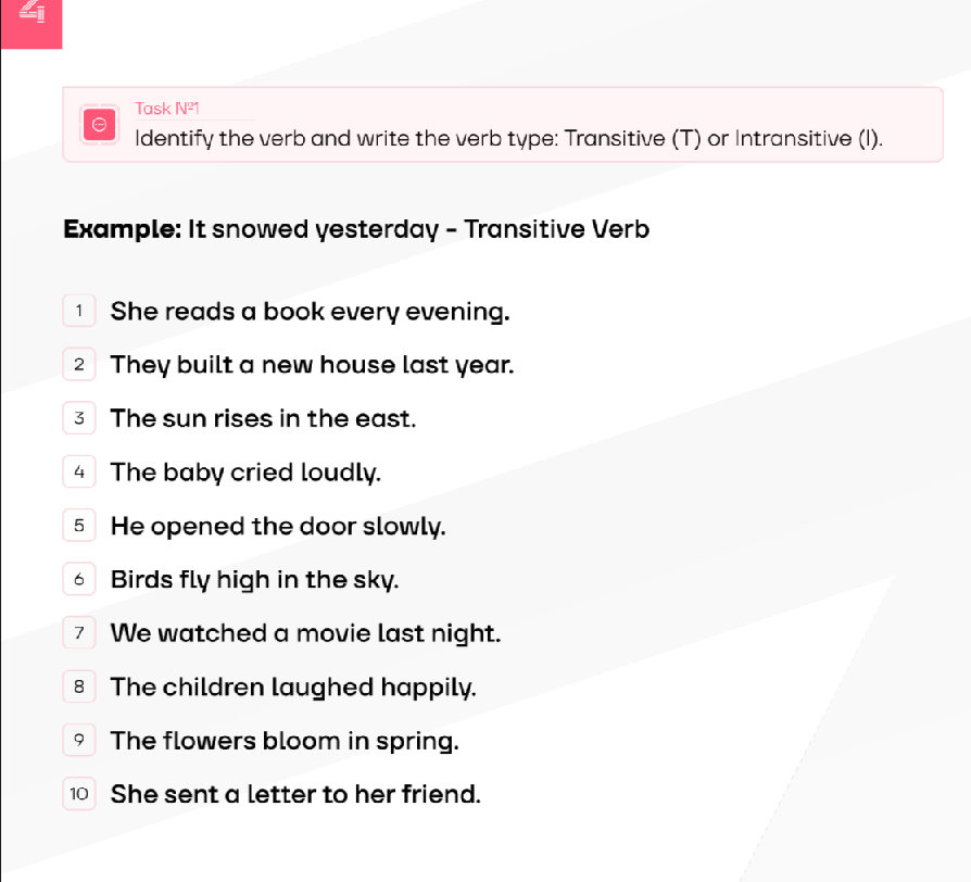 Task N™1 Identify the verb and write the | StudyX